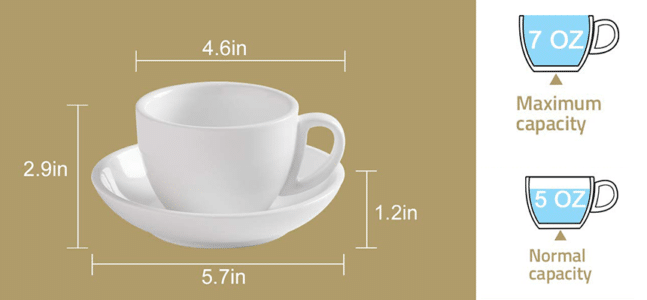 Standard Coffee Cup Sizes in Schemes and Pictures