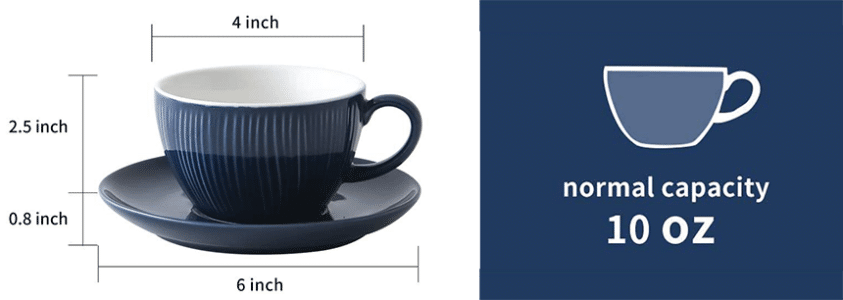 Standard Coffee Cup Sizes in Schemes and Pictures